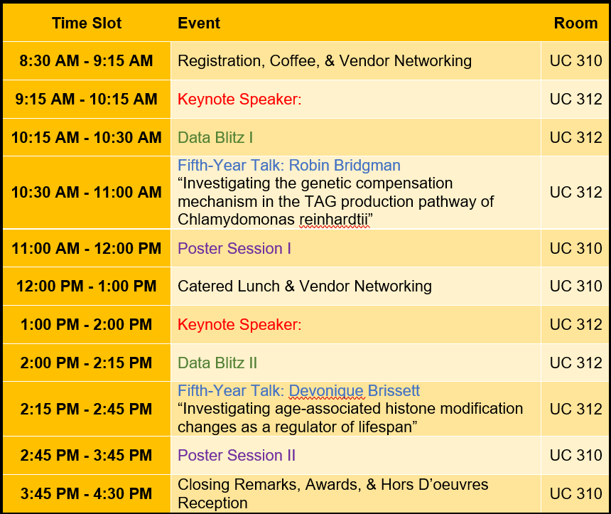 Schedule of Events – Graduate Association of Biological Sciences – UMBC
